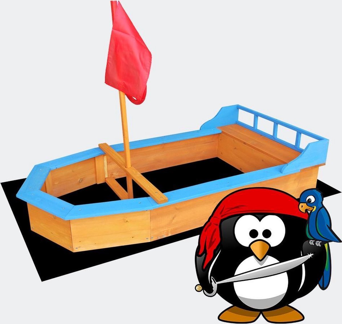 Zandbak in de vorm van een boot met vlaggenmast en stuur | bol.com