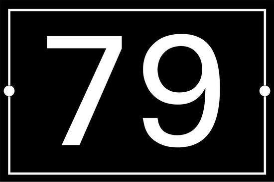 Modern emaille huisnummer zwart, 15x10cm nummer 79 | bol