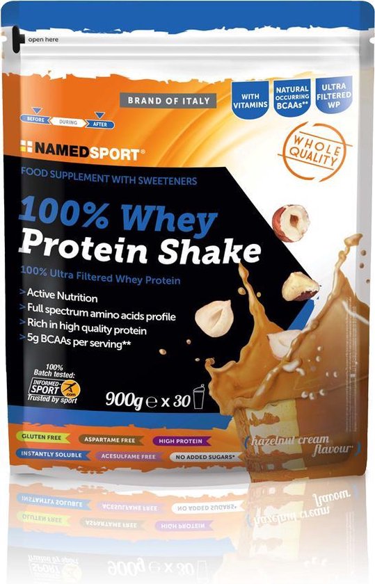 Eiwitshake NAMEDSPORT 100% Whey Protein Shake Hazelnoot - 900 gram ...