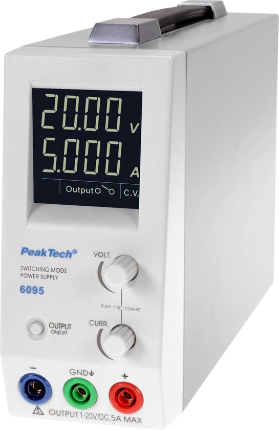 PeakTech 6095 100 W Schakelmodus Voeding DC 1 - 20 V / 0 - 5 A | bol