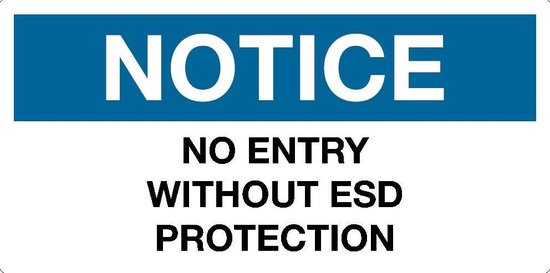 Sticker 'Notice: No entry without ESD protection', 100 x 50 mm | bol