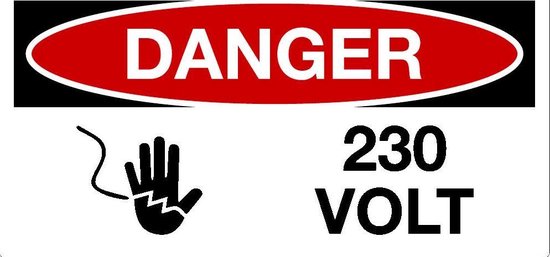 Sticker 'Danger: 230 Volt' 100 x 50 mm | bol