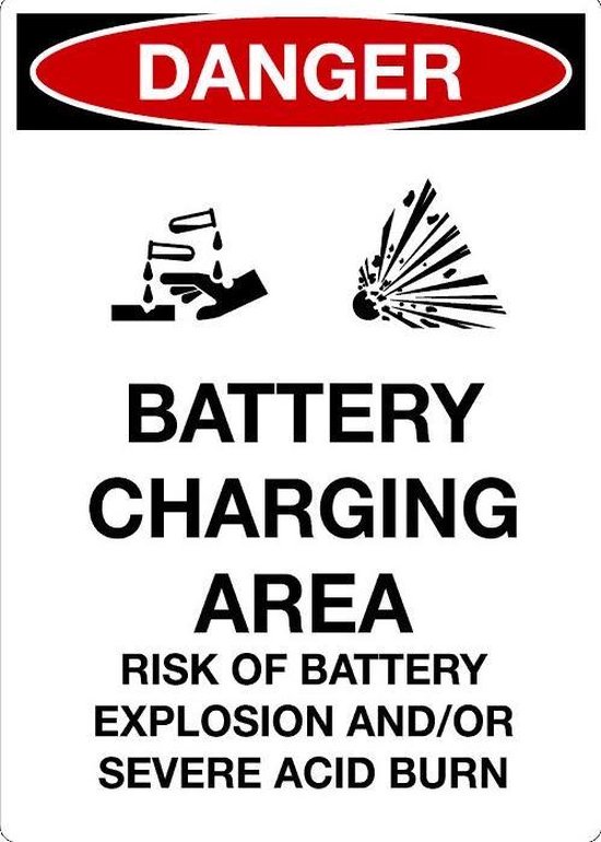 Sticker 'Danger: Battery charging area, risk of explosion' 210 x 148 mm ...