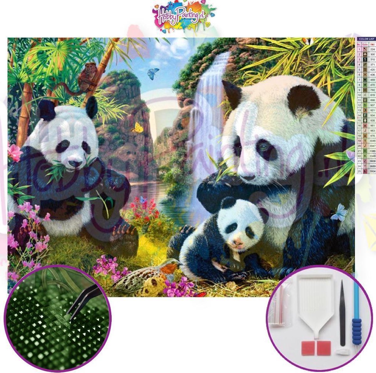 Diamond Painting Volwassenen 'Panda Gezin' Dieren 30 x 40 Premium ...
