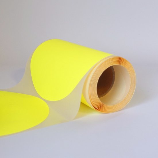 Blanco Stickers op rol 150mm rond - 90 etiketten per rol - Geel | bol