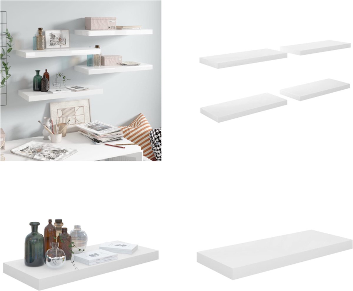 vidaXL Wandschappen zwevend 4 st 60x23-5x3-8 cm MDF hoogglans wit - Wandschap -... | bol
