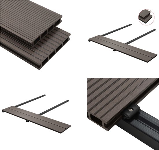 vidaXL Terrasplanken HKC met accessoires 40 m² 4 m donkerbruin ...