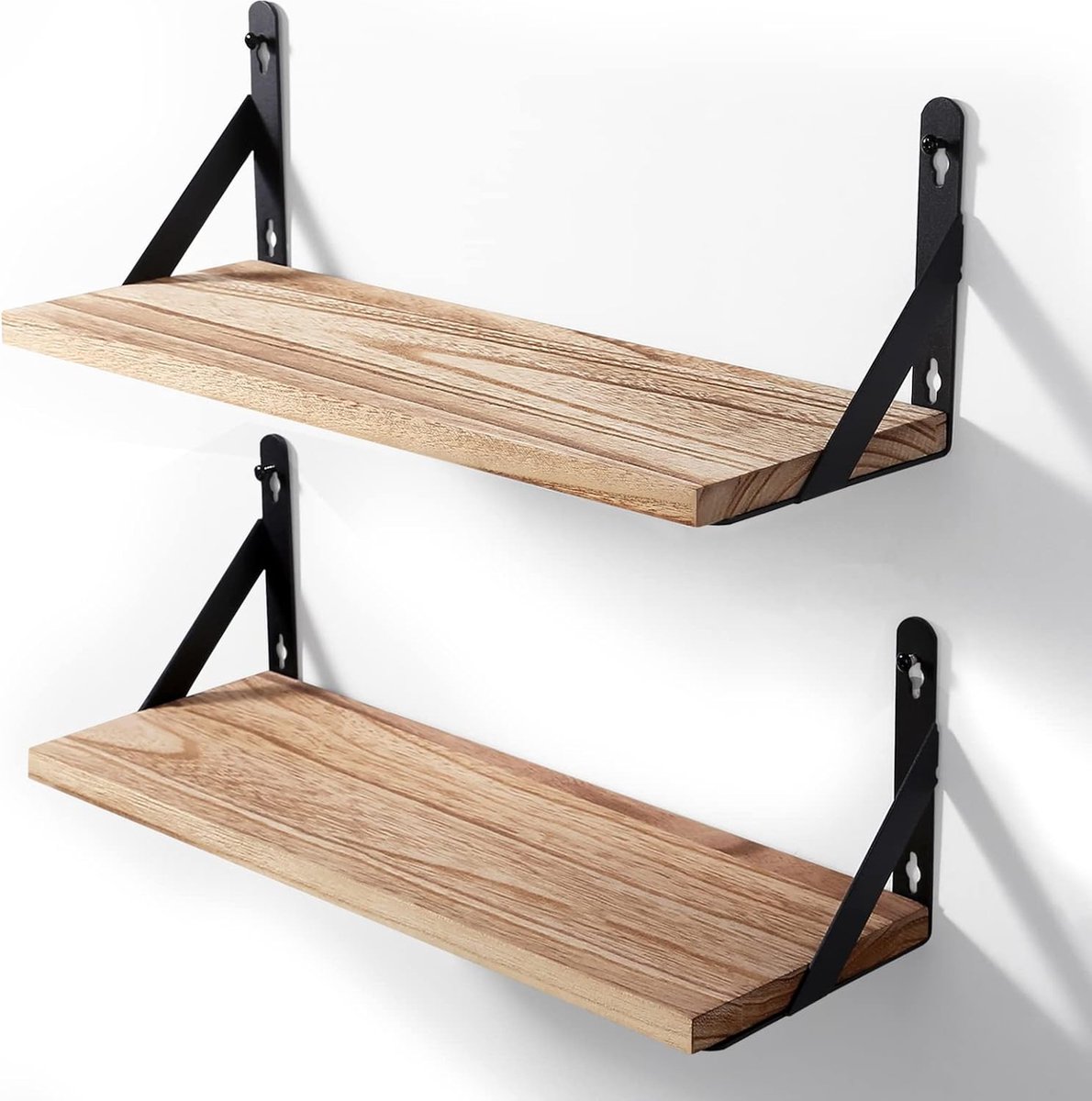 Houten wandplank, set van 2, decoratieve planken voor muren, diepte 15 ...