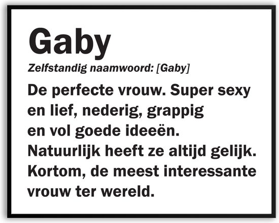 Gaby betekenis Grappig Fotolijst met glas 40 x 50 cm - Cadeau - Kado ...