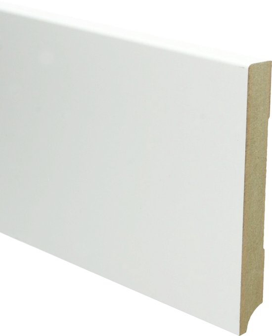 Sfeerplinten - MDF Moderne Plint - 150x12 mm - Wit Voorgelakt RAL 9010 ...