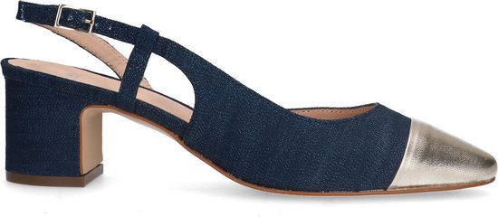 Manfield - Dames - Blauwe denim slingback pumps - Maat 39 | bol