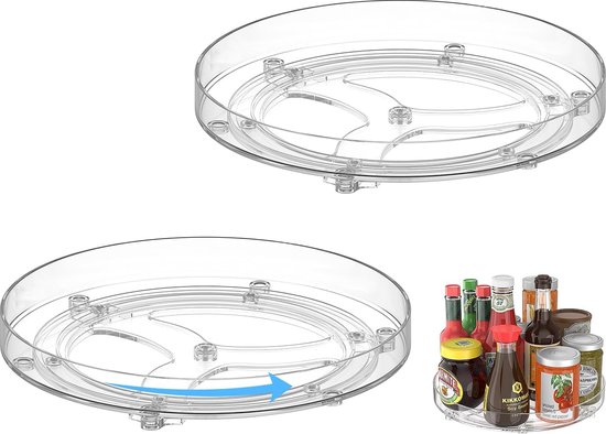 Draaiplateau, 2 stuks, koelkastorganizer, 360 graden draaibaar, kruidenrek, 23 cm,... | bol