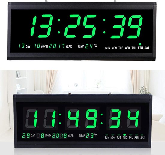 Digitale wandklok radiogestuurd - Digitale klok wandklok - Wandklok led ...