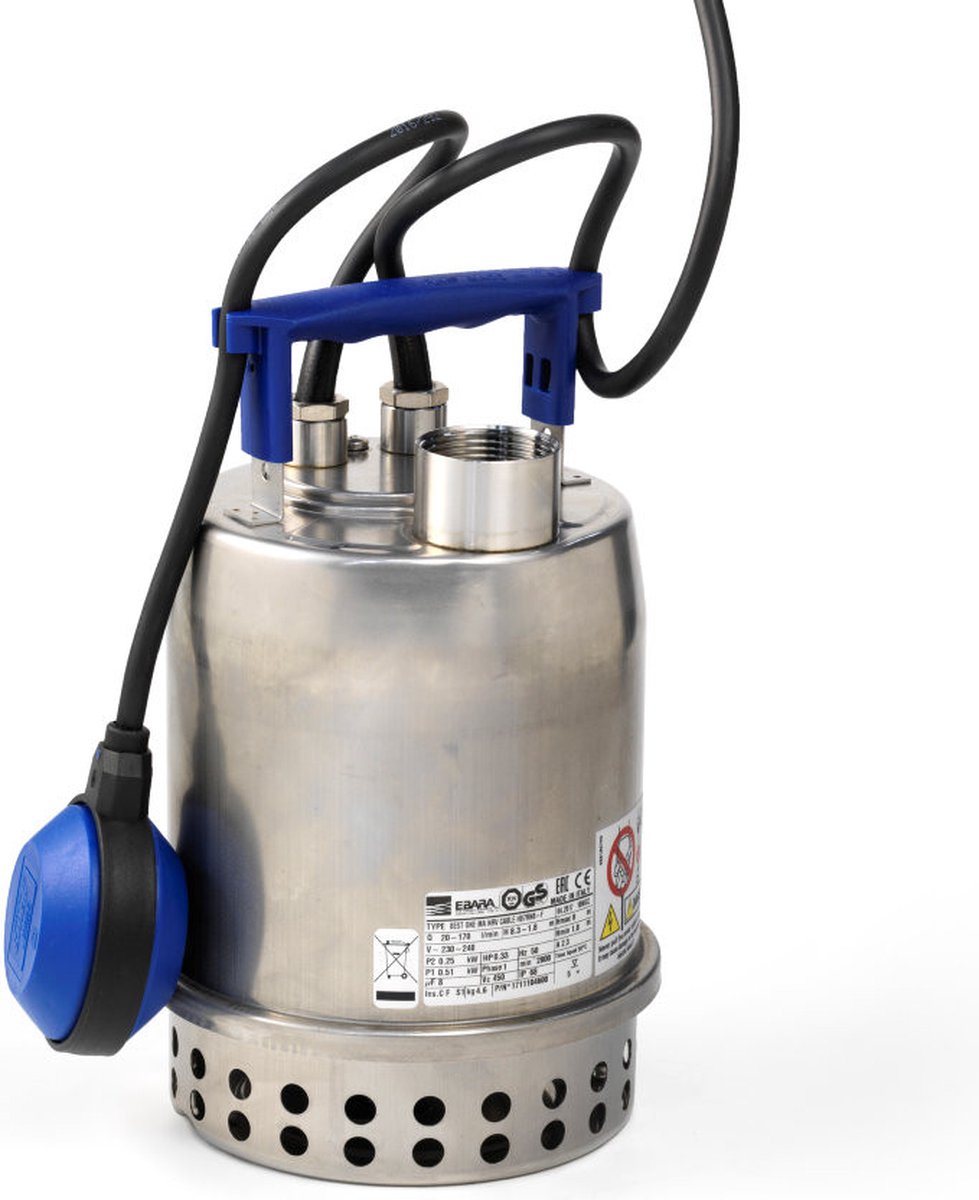 Ebara Best One A - Dompelpomp - RVS - met standaard vlotter (Max. capaciteit 10,2m³/h) | bol