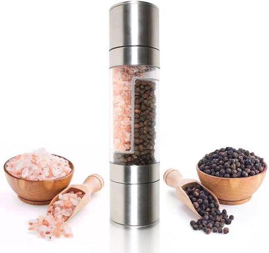 Luxe Peper & Zoutmolen - 2 in 1 - Handmatig - Verschillende Fijnheid ...