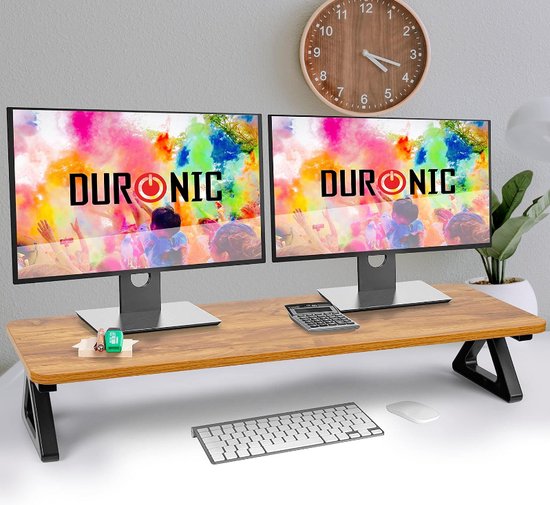 Monitorstandaard Houtkleur | 82 x 30 cm oppervlak | Tot 10kg | 16 cm ...
