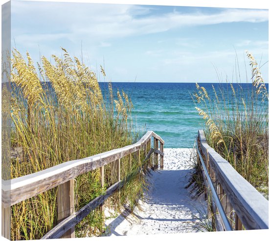 Canvas Schilderij - Strand ingang - Pad - Strand - Zee - Natuur - Schilderij Woonkamer... | bol