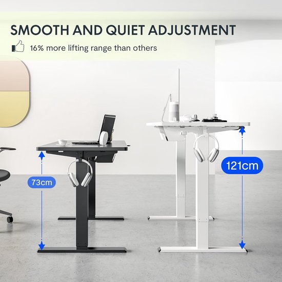 Bureau debout FLEXISPOT Basic , électrique, réglable en hauteur, 2 niveaux, avec... | bol