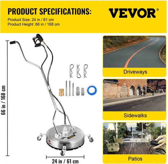 Hogedrukreiniger Terrasreiniger 4000 PSI Roterende Oppervlaktereiniger ...