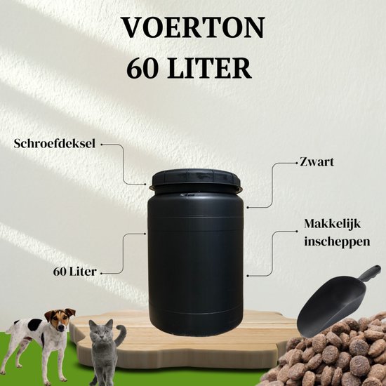 Voerton Zwart - 60 liter - Waterkluis - Luchtdicht & Waterdicht ...
