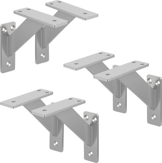 ML-Design 6 stuks plankdrager 120x120 mm, zilver, aluminium, zwevende ...
