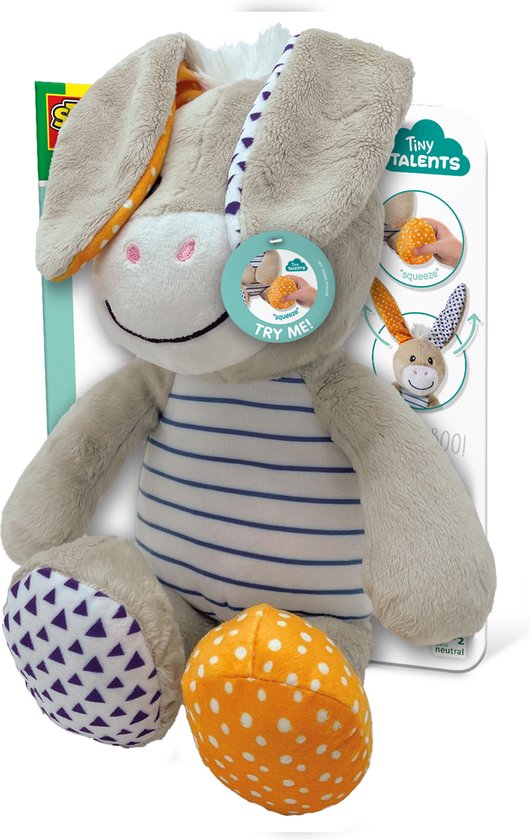 SES Creative - Donkey - Kiekeboe knuffel - knuffel ezel met flapperende ...