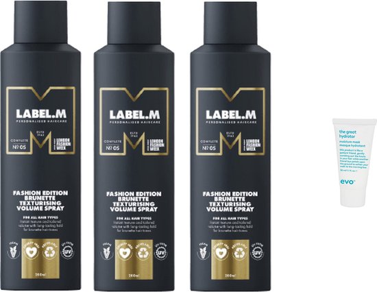 3 x Label.m Fashion Edition Brunette Texturising Volume Spray 200ml | bol