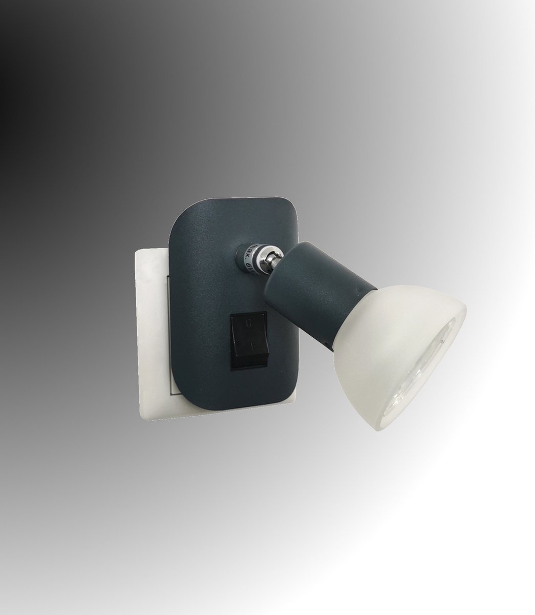 Trango LED-stekkerlamp 11-045 *CALI* in antraciet mat met glazen kap ...