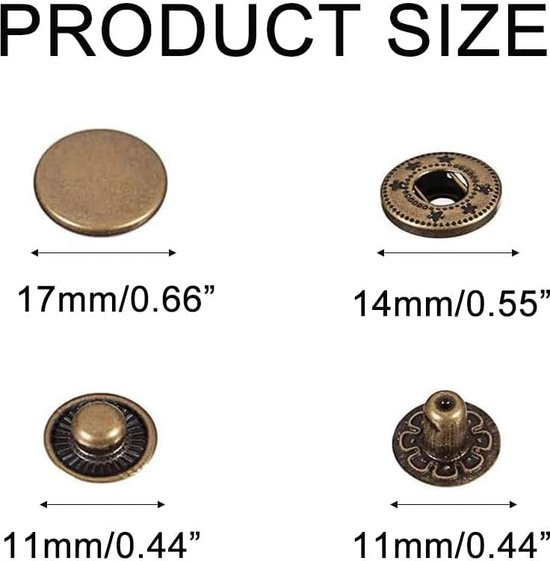 Basicon 24 sets drukknopen, messing drukknopen, diameter 17 mm, koper ...