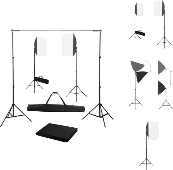 vidaXL Studioset Achtergrondset - 500 x 300 cm - Zwart - Fotostudio Set ...