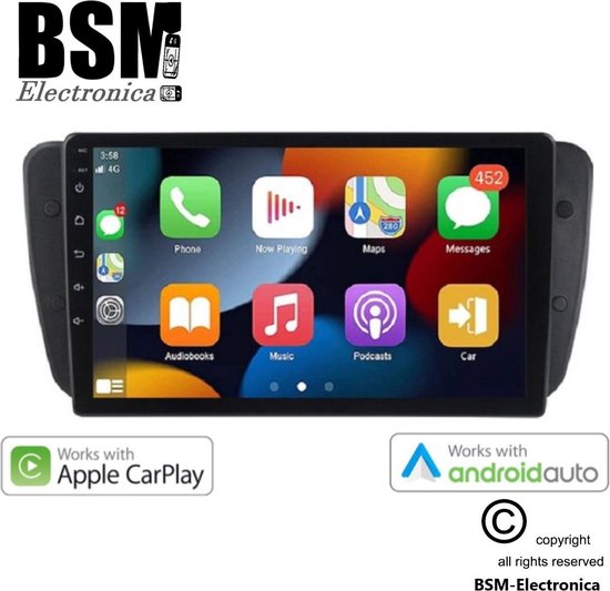Seat Ibiza autoradio 6J 2009-2013, Android, Apple Carplay, Android-Auto 9 inch scherm,... | bol