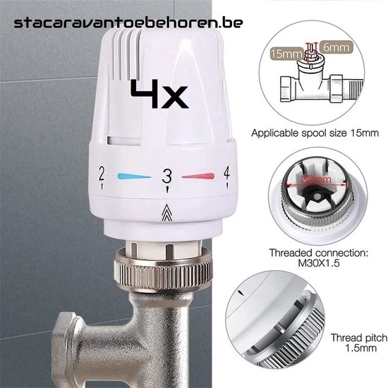 Caravax radiatorknop thermostatisch M30x1.5 - radiator - radiatorkop ...