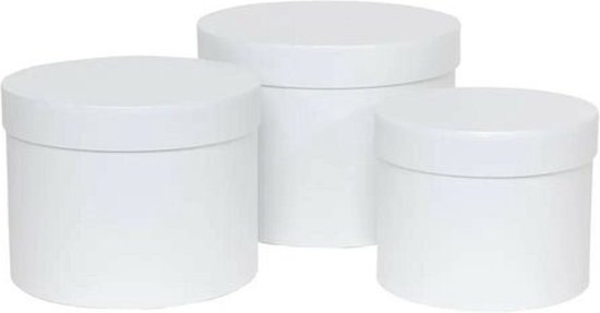 Ronde dozen set - Parelmoer wit - 3 dozen - Hoedendozen - Karton | bol
