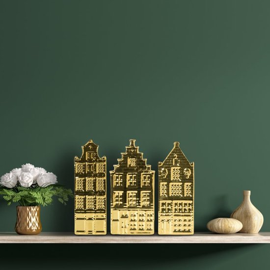 Heinen Delfts Blauw set van 3 witte trapgevel tuitgevel klokgevel ...