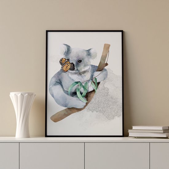 Nzuri Poster Koala met Vlinder - Modern - Kunst - Vintage - Art - A3 ...