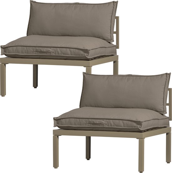 WOOOD Bankje Buiten Incl Kussens - Aluminium - Jungle - Set van 2 | bol