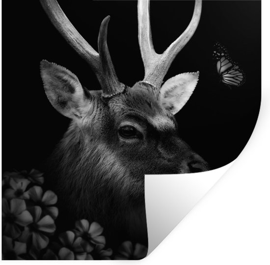 Muurstickers - Sticker Folie - Dieren - Hert - Jungle - Zwart - Wit - 120x120 cm -... | bol