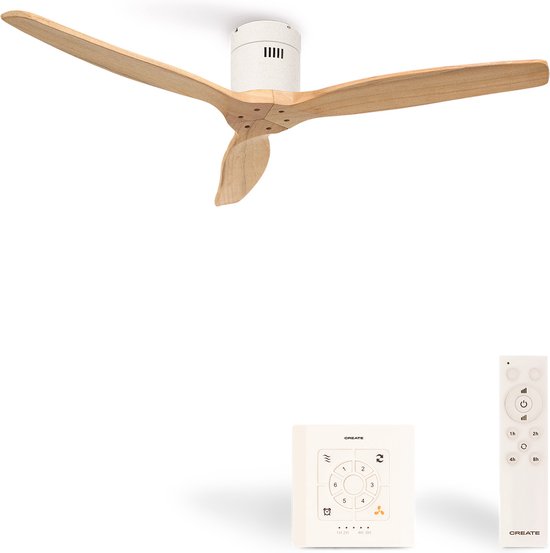 CREATE - Plafondventilator 40W silent Ø132 cm - Met Wandregelaar - Met ...