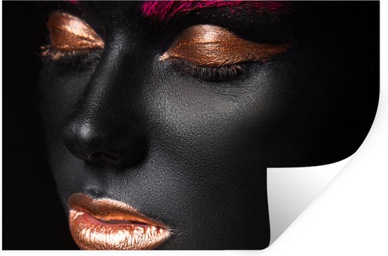 Muurstickers - Sticker Folie - Vrouw - Make-up - Roze - Koper - 120x80 ...