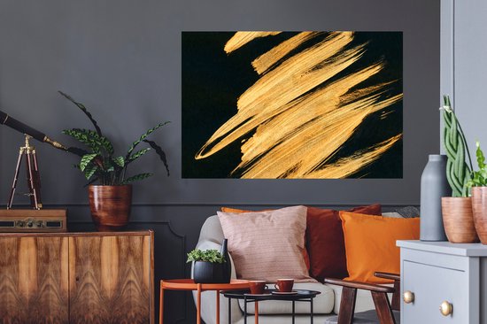 Muurstickers - Sticker Folie - Goud - Verf - Strepen - Luxe - Abstract ...