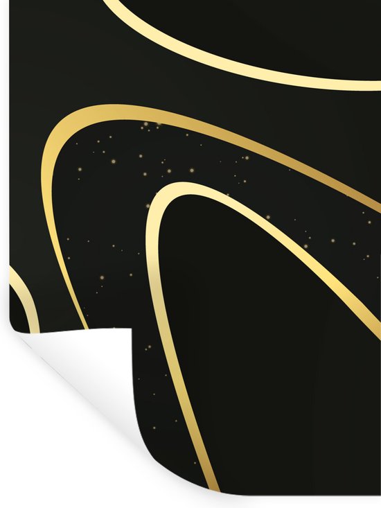 Muurstickers - Sticker Folie - Gouden golven op een zwarte achtergrond ...