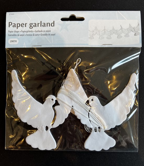 Papieren slinger Met Witte Duiven - 2 meter - 2 Stuks | bol