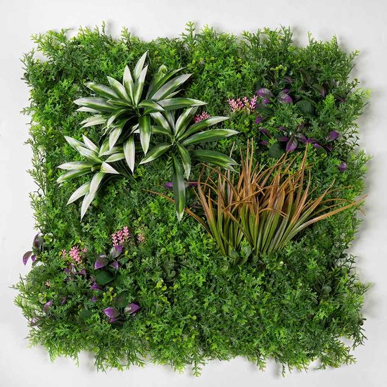 Kunsthaag plantenwand - Planten muur - Voor binnen - Mos en gras | bol