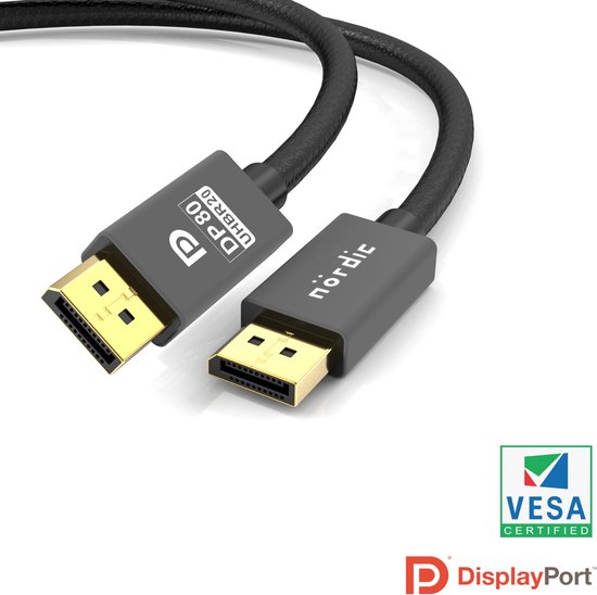 NÖRDIC DP-605 Displayport 2.1 Kabel - VESA-gecertificeerd - UHBR20 ...