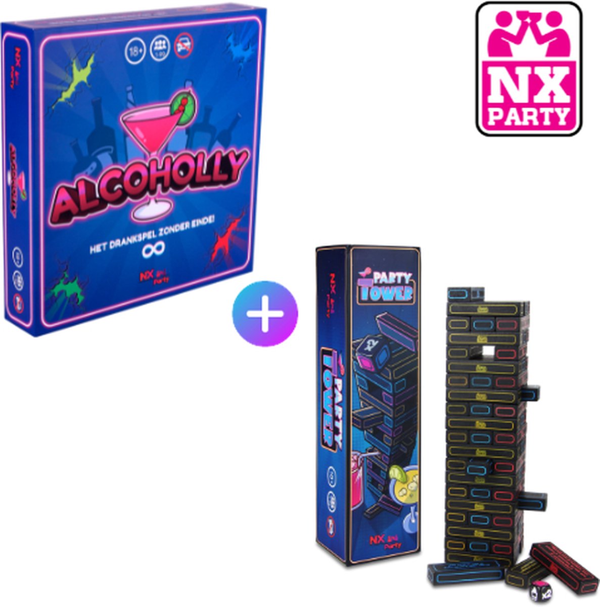 NX Party® bundel - Alcoholly® + Party tower - Drankspellen ...