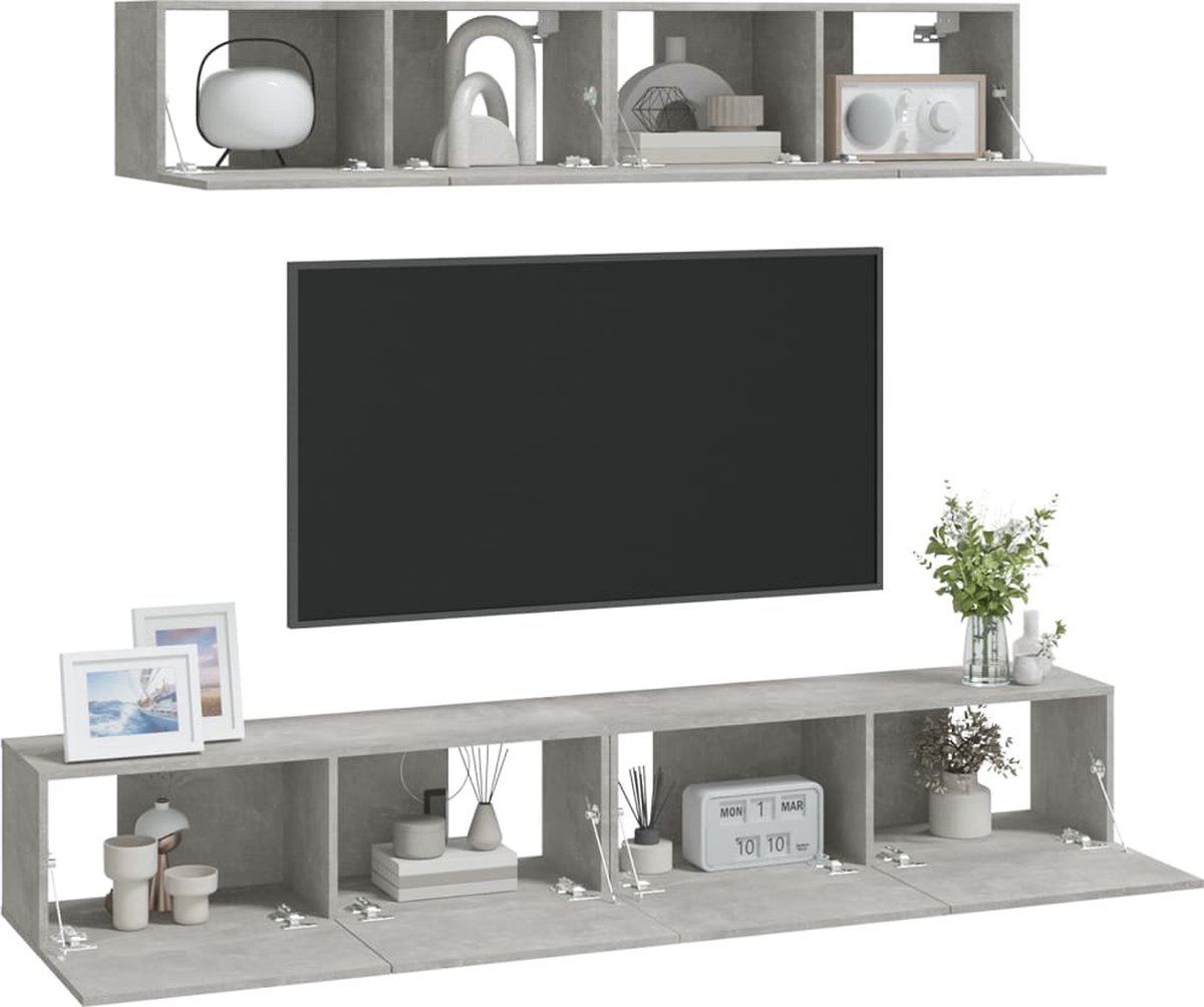 vidaXL TV-Meubelset - Betongrijs - 60 x 30 x 30 cm - 80 x 30 x 30 cm ...