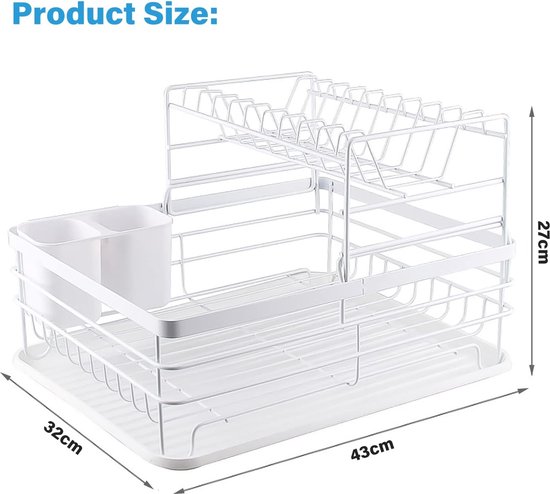 Afdruiprek Wit 2-laags Afdruiprek met lekbak en bestekhouder Afdruiprek ...