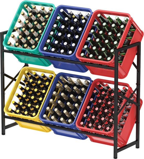 Drankenrek voor 6 kratten, stabiel krattenrek met niveaus voor bier ...