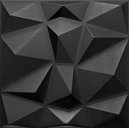 Eurodeco 3D Wandpanelen - Set van 8 Stuks, Kleur Zwart, Design Diamant ...