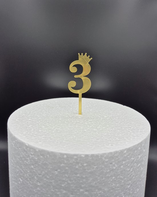 Taarttopper - Cijfer Small (11 cm) - drie - 3 - Taartdecoratie - Cake ...